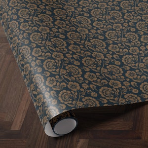 Floral Gift Wrap Blue Wrapping Paper Gift Wrap Mom Vintage Wrapping ...