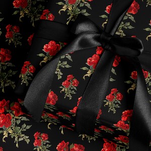 Holiday Gift Wrap Rose Wrapping Paper Flower Bouquet Gift Wrap ...