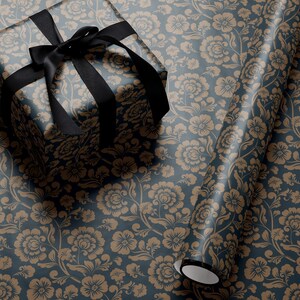 Floral Gift Wrap Blue Wrapping Paper Gift Wrap Mom Vintage Wrapping ...