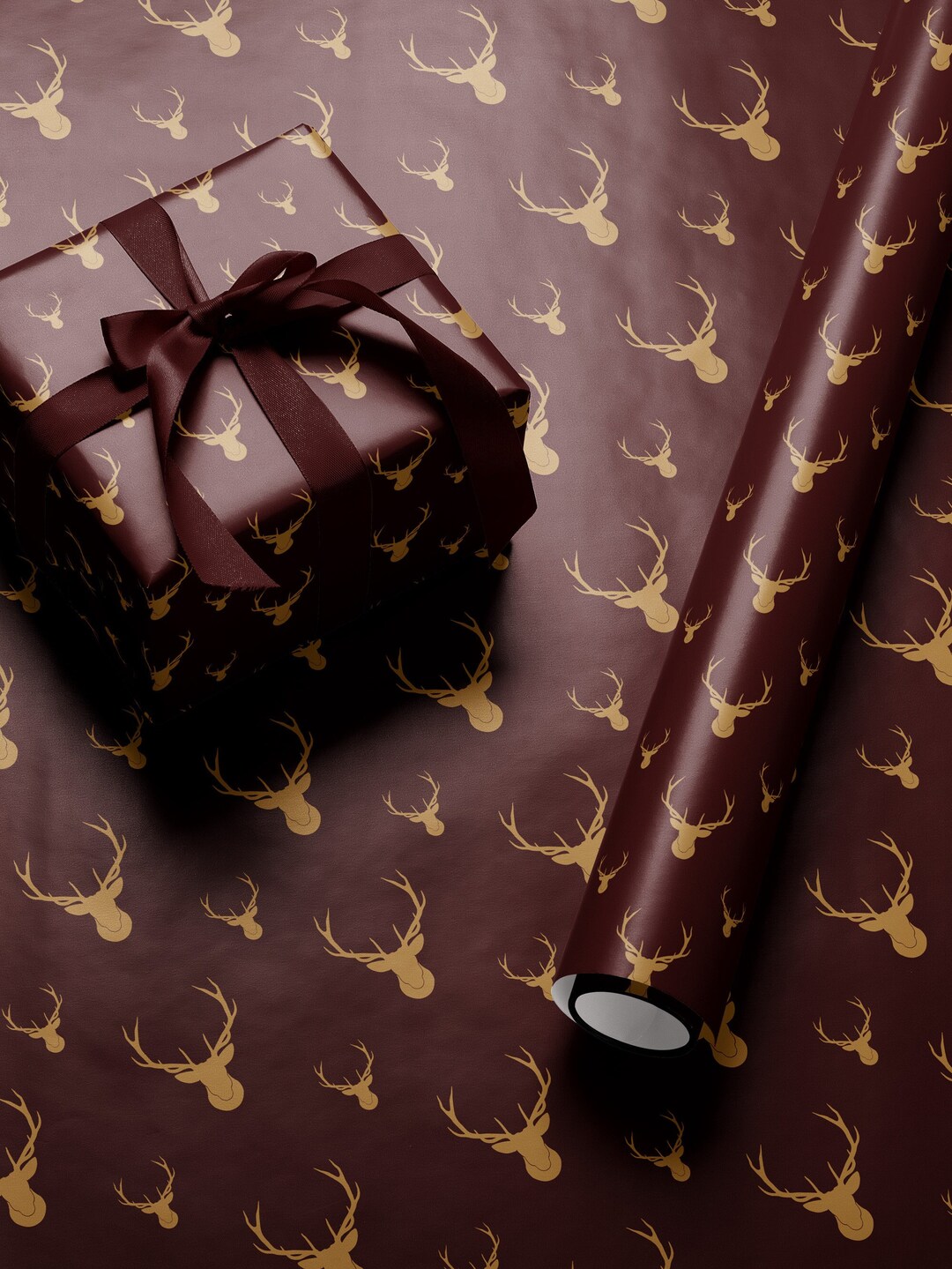 Reindeer Christmas Wrapping Paper Holiday Gift Wrap Elk Gift Wrap Stag ...