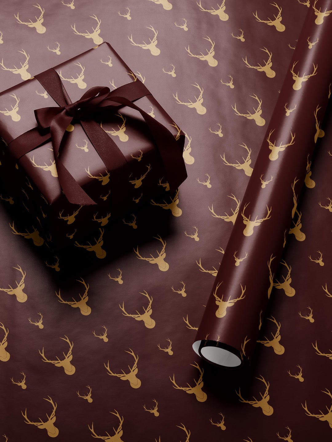 Reindeer Christmas Wrapping Paper Holiday Gift Wrap Elk Gift Wrap Stag ...