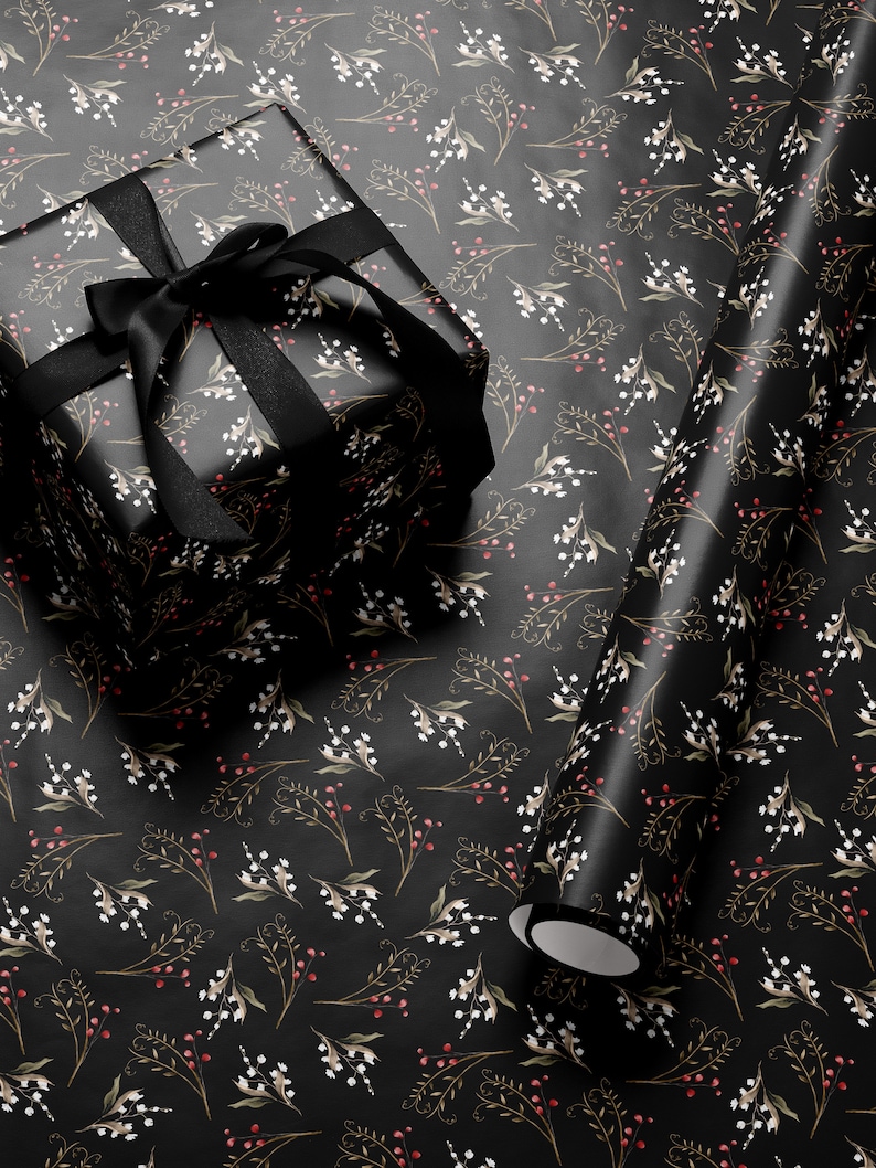 Festive Christmas Wrapping Paper Holiday Gift Wrap Flower Gift Wrap ...