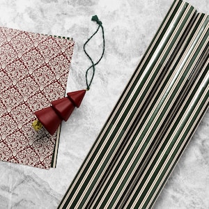 Striped Wrapping Paper Holiday Gift Wrap Green Gift Wrap Elegant ...