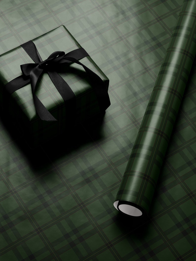 Green Plaid Wrapping Paper Holiday Gift Wrap Tartan Gift Wrap ...