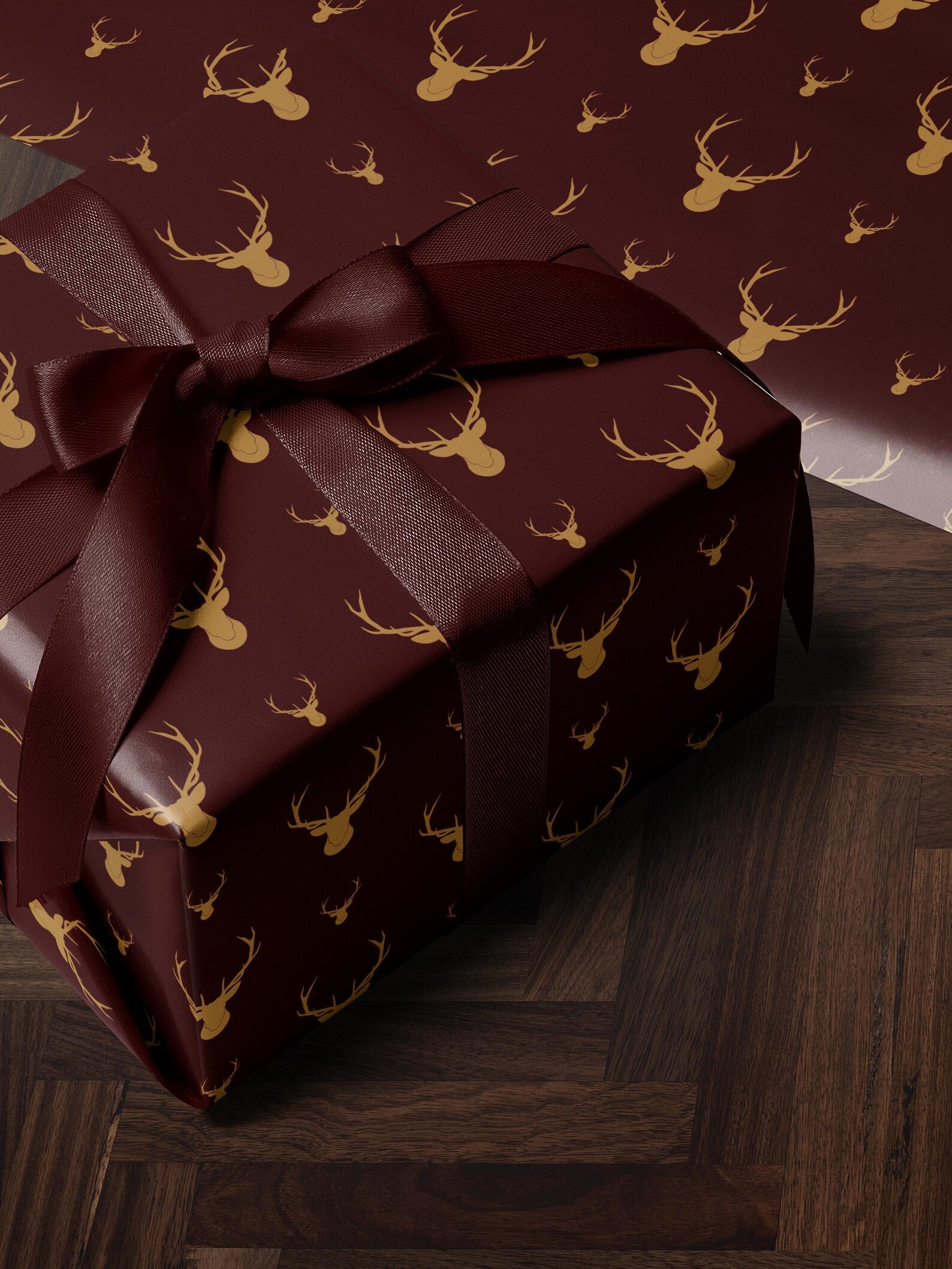 Reindeer Christmas Wrapping Paper Holiday Gift Wrap Elk Gift Wrap Stag ...