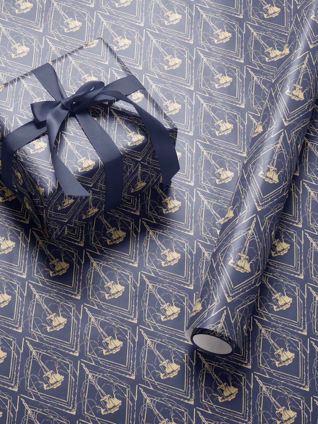 Elegant Gift Wrap Art Deco Paper Blue Wrapping Paper Wedding Gift Wrap ...