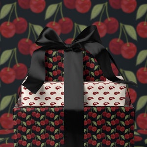 Cherry Wrapping Paper Red Gift Wrap Fruit Birthday Theme Bachelorette ...