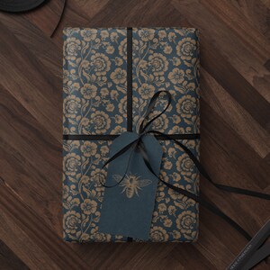 Floral Gift Wrap Blue Wrapping Paper Gift Wrap Mom Vintage Wrapping ...