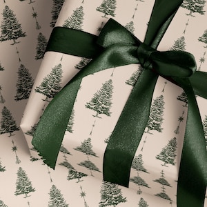 White Christmas Tree Wrapping Paper Holiday Gift Wrap Xmas Decoration ...
