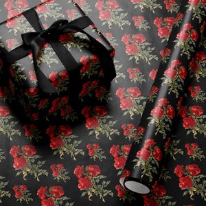 Holiday Gift Wrap Rose Wrapping Paper Flower Bouquet Gift Wrap ...