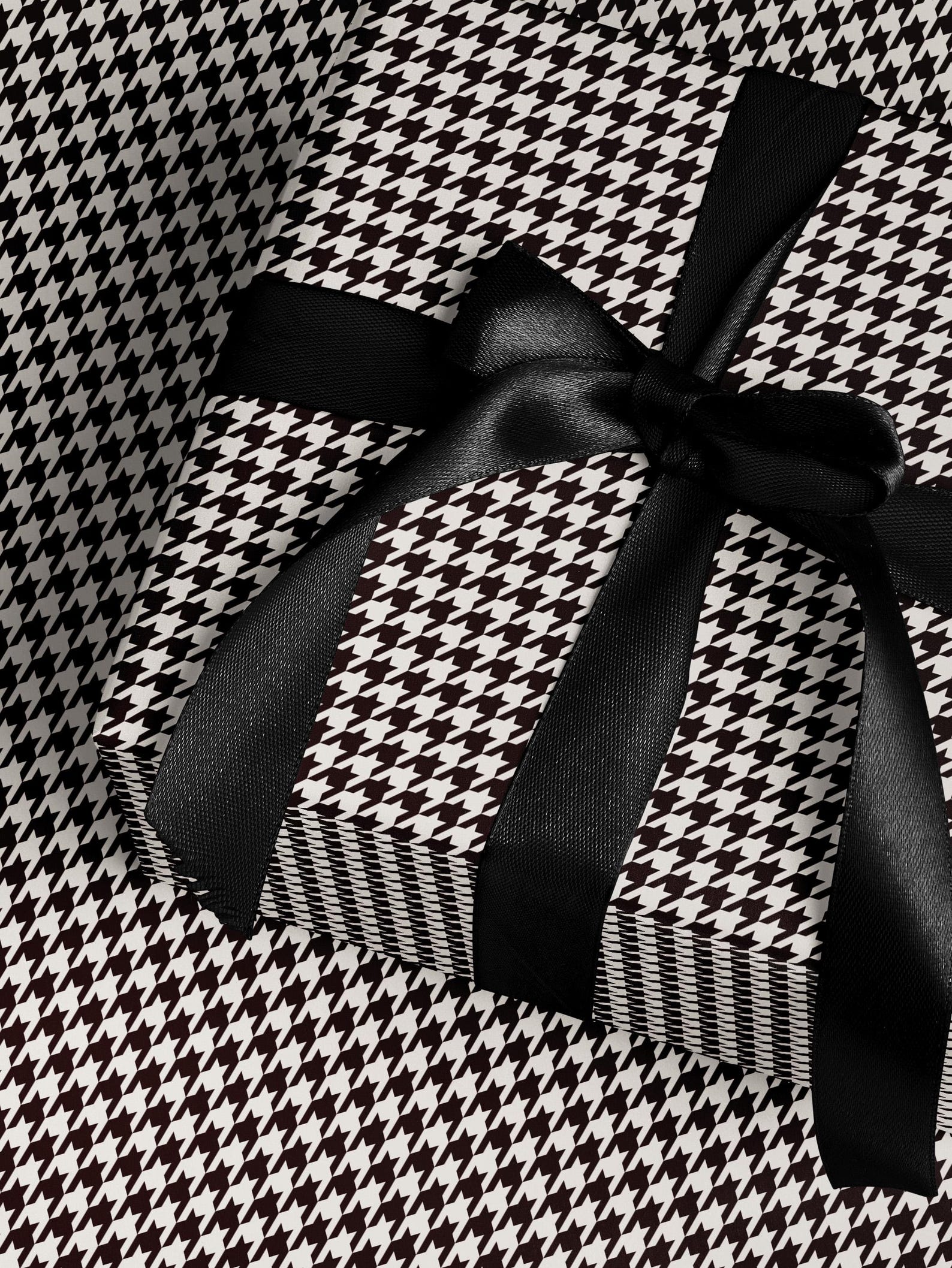 Houndstooth Gift Wrap Paper Vintage Wrapping Paper Black and White ...