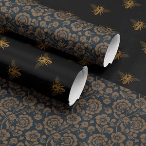 Floral Gift Wrap Blue Wrapping Paper Gift Wrap Mom Vintage Wrapping ...