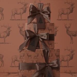 Deer Wrapping Paper Elk Gift Wrap Hunting Gift for Men Holiday Wrapping ...