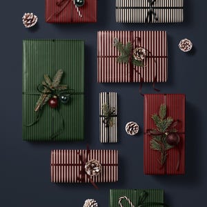 Classy Christmas Wrapping Paper Red Striped Holiday Gift Wrap ...