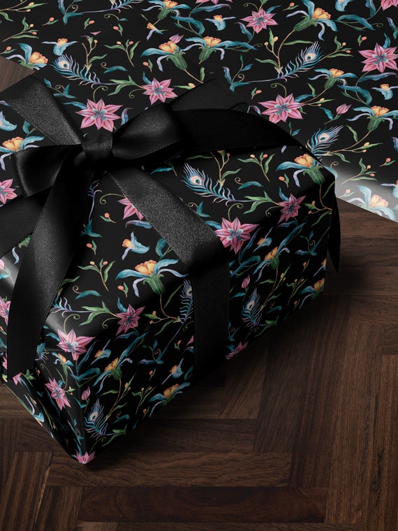 Dark floral wrapping paper store