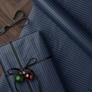 Blue Stripe Gift Wrap Blue Wrapping Paper Christmas Party Gift Idea ...