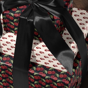 Cherry Wrapping Paper Red Gift Wrap Fruit Birthday Theme Bachelorette ...