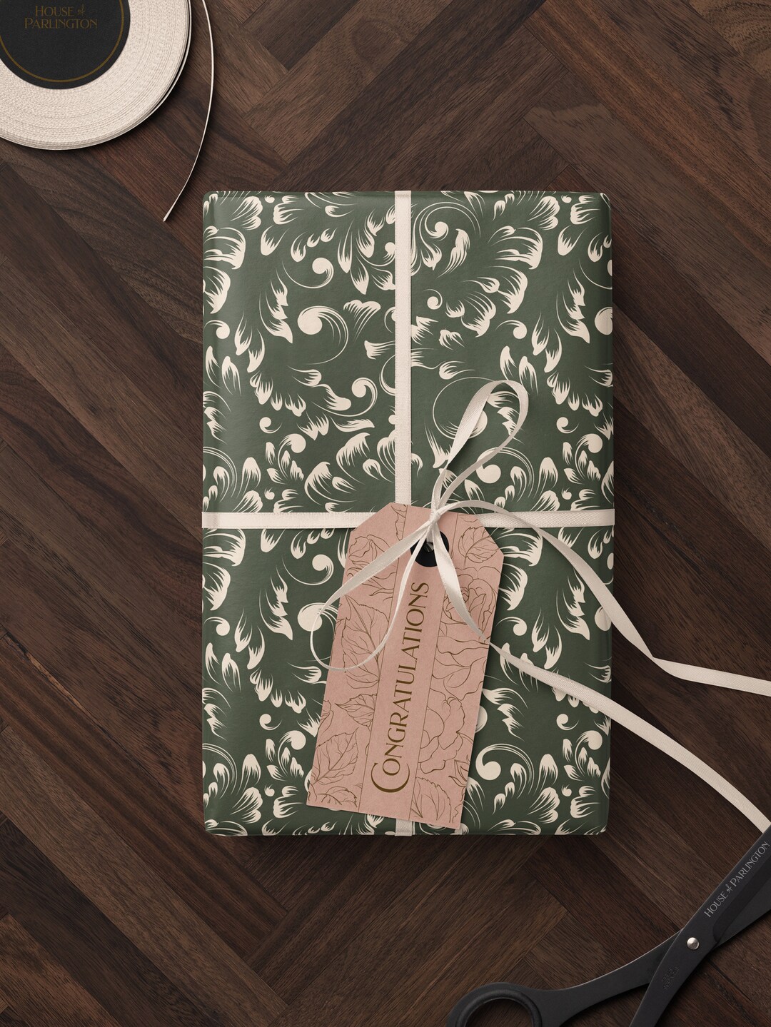 Green Wedding Wrapping Paper Classy Gift Wrap Anniversary Wrapping ...