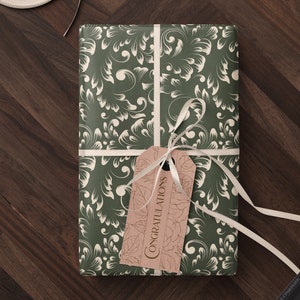 Green Wedding Wrapping Paper Classy Gift Wrap Anniversary Wrapping ...
