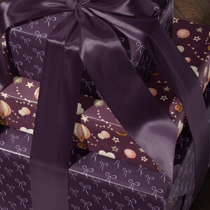 Purple Wrapping Paper Bow Gift Wrap for Her Girl Birthday Gift Wrap ...