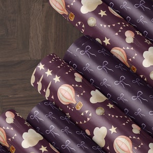 Purple Wrapping Paper Bow Gift Wrap for Her Girl Birthday Gift Wrap ...