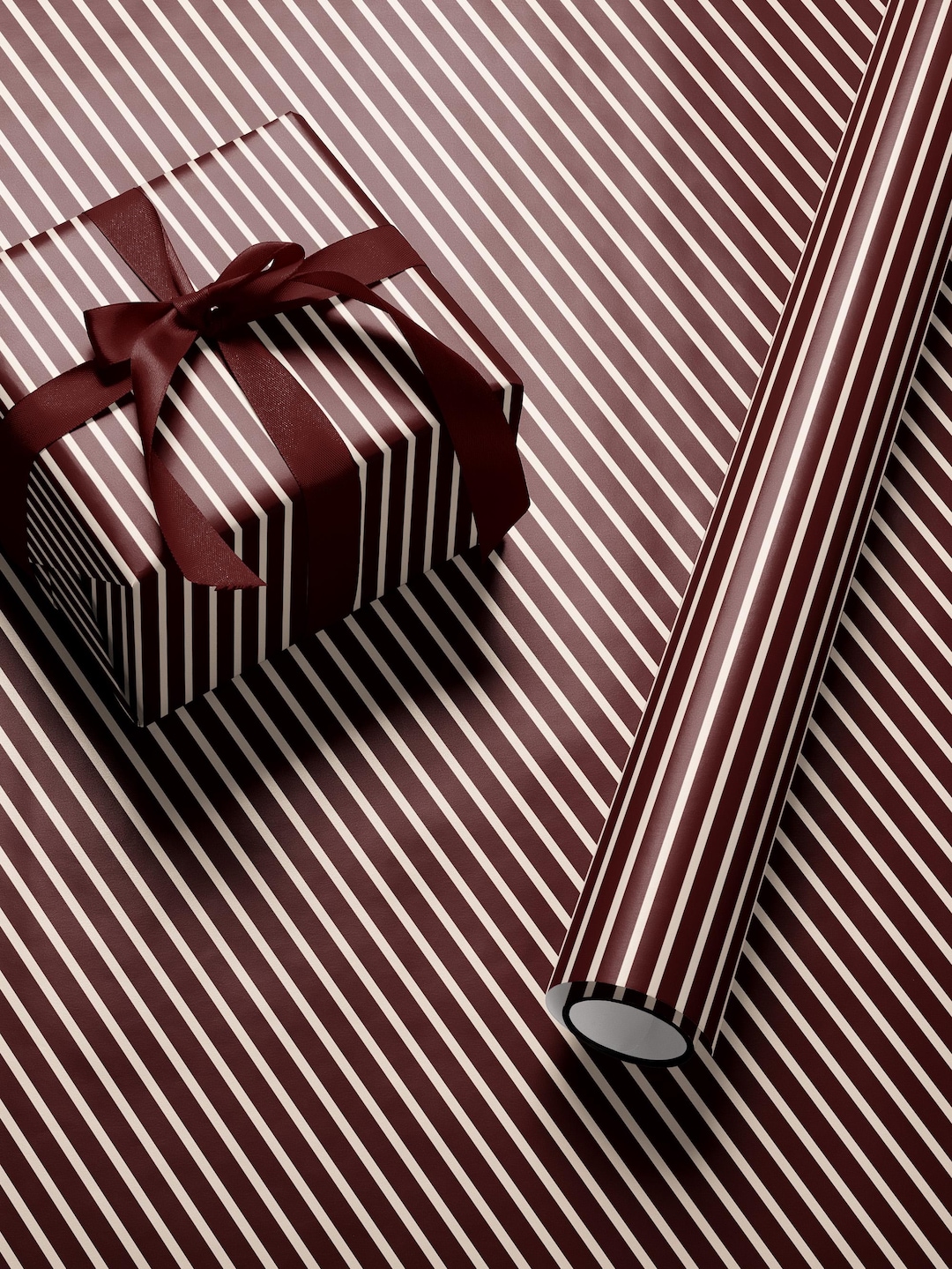 Classy Christmas Wrapping Paper Red Striped Holiday Gift Wrap ...
