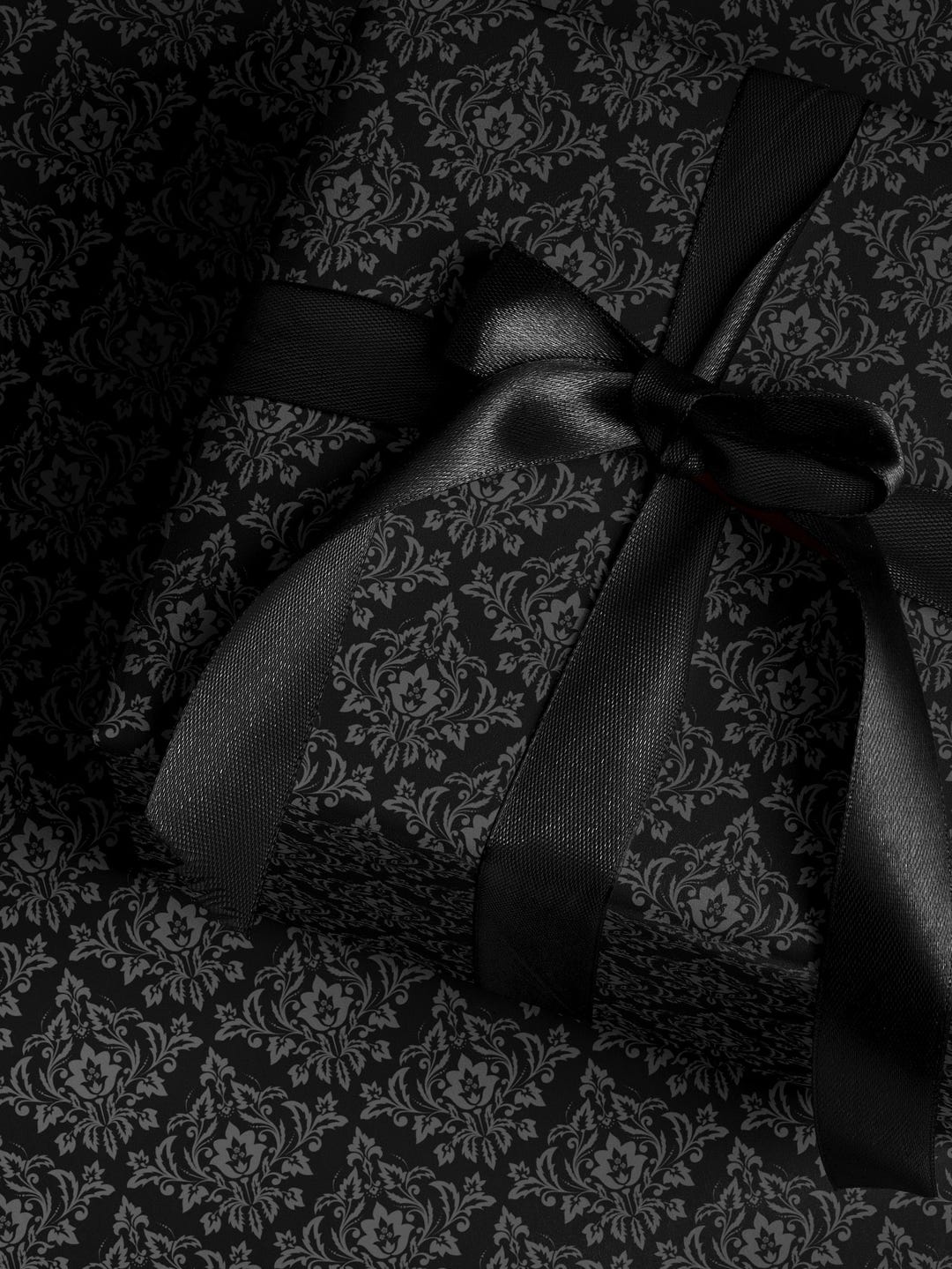 Gothic Gift Wrap Black Wrapping Paper Damask Decor Dark Moody Wrapping ...