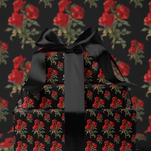 Holiday Gift Wrap Rose Wrapping Paper Flower Bouquet Gift Wrap ...