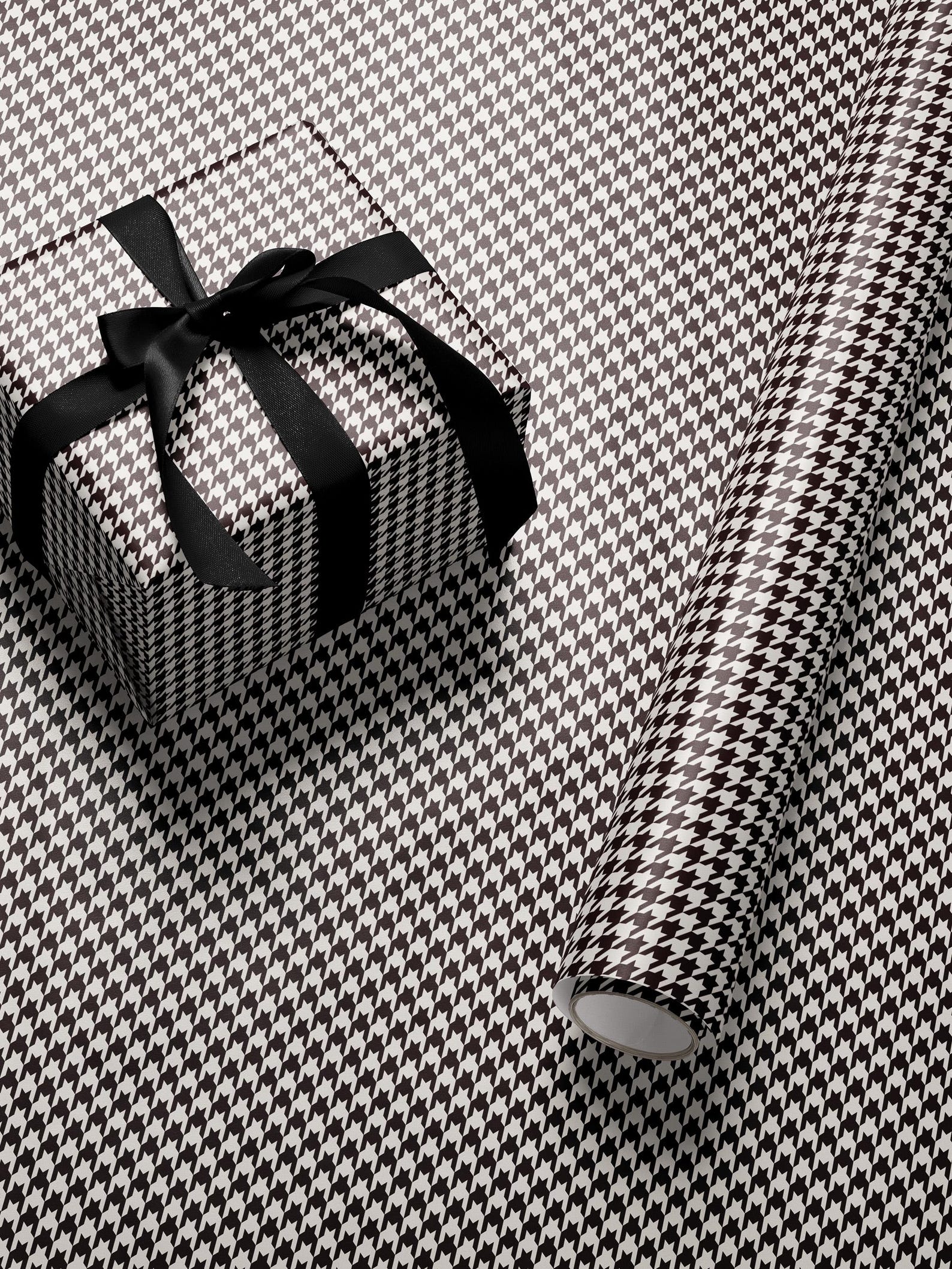 Houndstooth Gift Wrap Paper Vintage Wrapping Paper Black and White ...