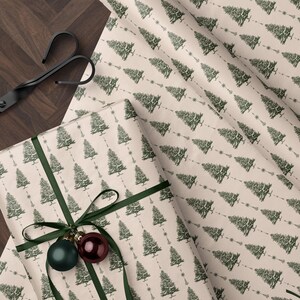White Christmas Tree Wrapping Paper Holiday Gift Wrap Xmas Decoration ...