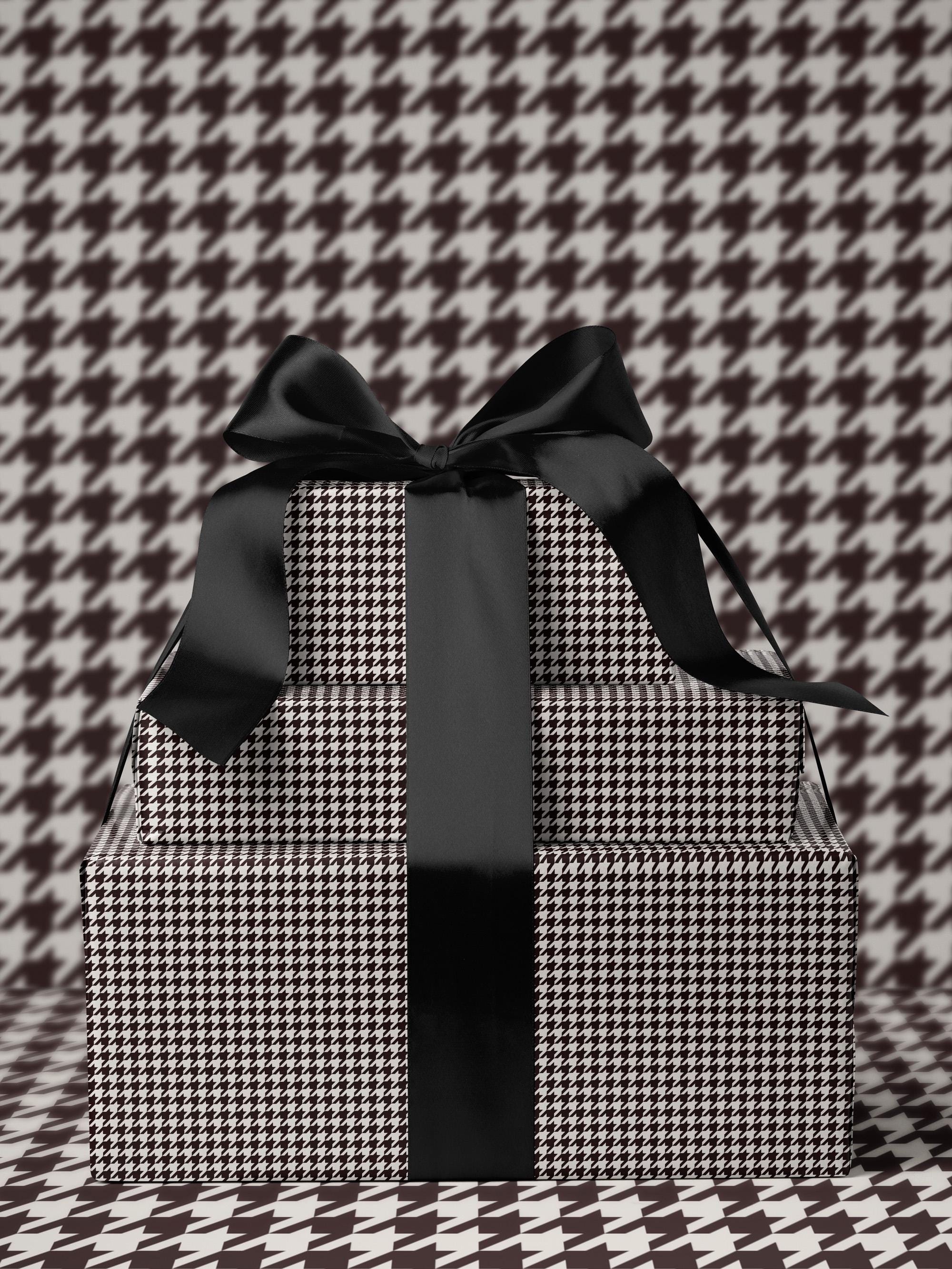 Houndstooth Gift Wrap Paper Vintage Wrapping Paper Black and White ...