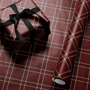 Red Plaid Wrapping Paper Holiday Gift Wrap Tartan Gift Wrap Traditional ...