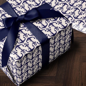 Anchor Gift Wrap Roll Nautical Birthday Party Coast Guard Gift Idea ...