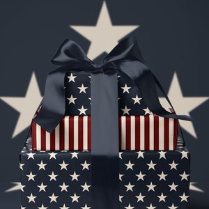 Patriotic Star Gift Wrap Paper 4th of July Decoration Memorial Day Gift ...