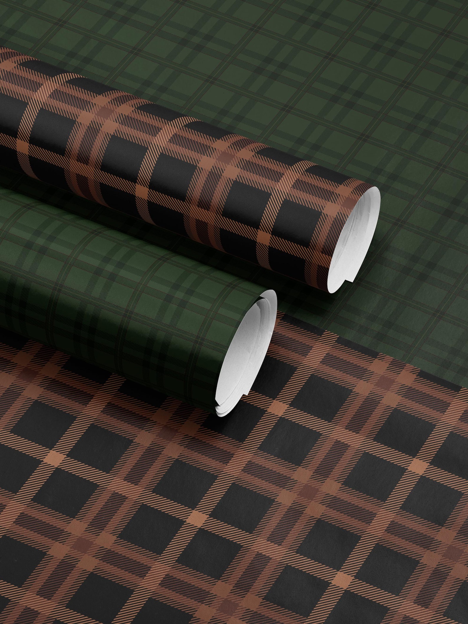 Brown Plaid Wrapping Paper Holiday Gift Wrap Christmas Present Wrapping ...