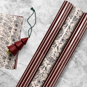 Classy Christmas Wrapping Paper Red Striped Holiday Gift Wrap ...
