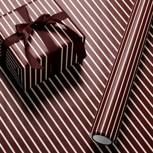 Classy Christmas Wrapping Paper Red Striped Holiday Gift Wrap ...