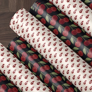 Cherry Wrapping Paper Red Gift Wrap Fruit Birthday Theme Bachelorette ...