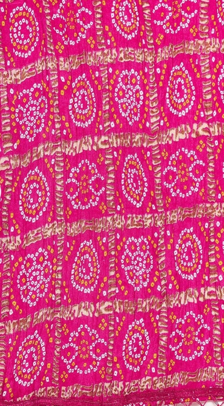 Pink Bandhani Dupatta – Traditional Rajasthani Tie-dye Print With ...
