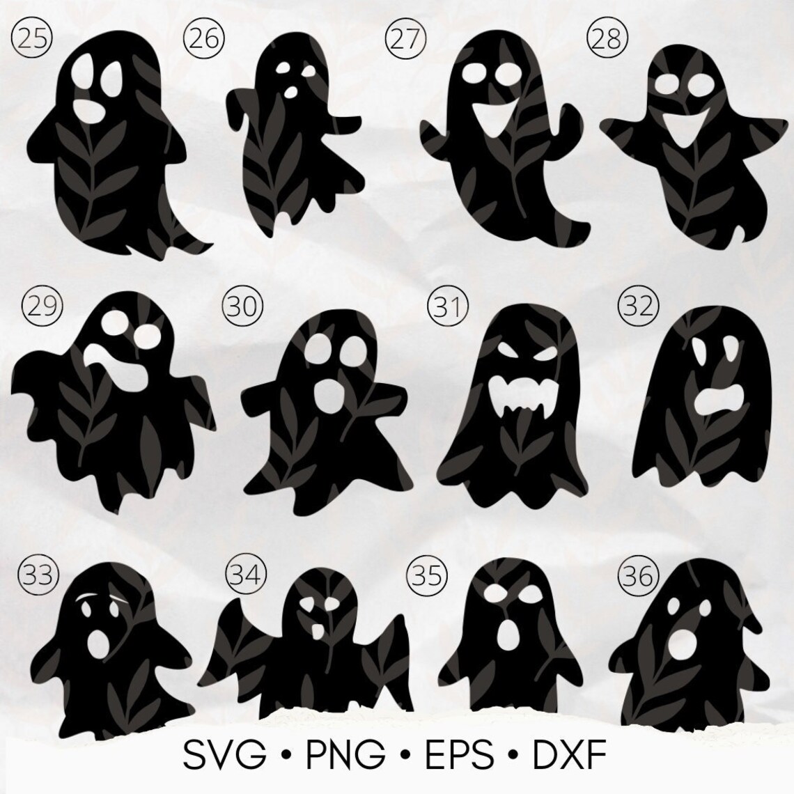 36 Ghosts Bundle Svg Png Eps Dxf Spooky Ghosts Clipart - Etsy UK