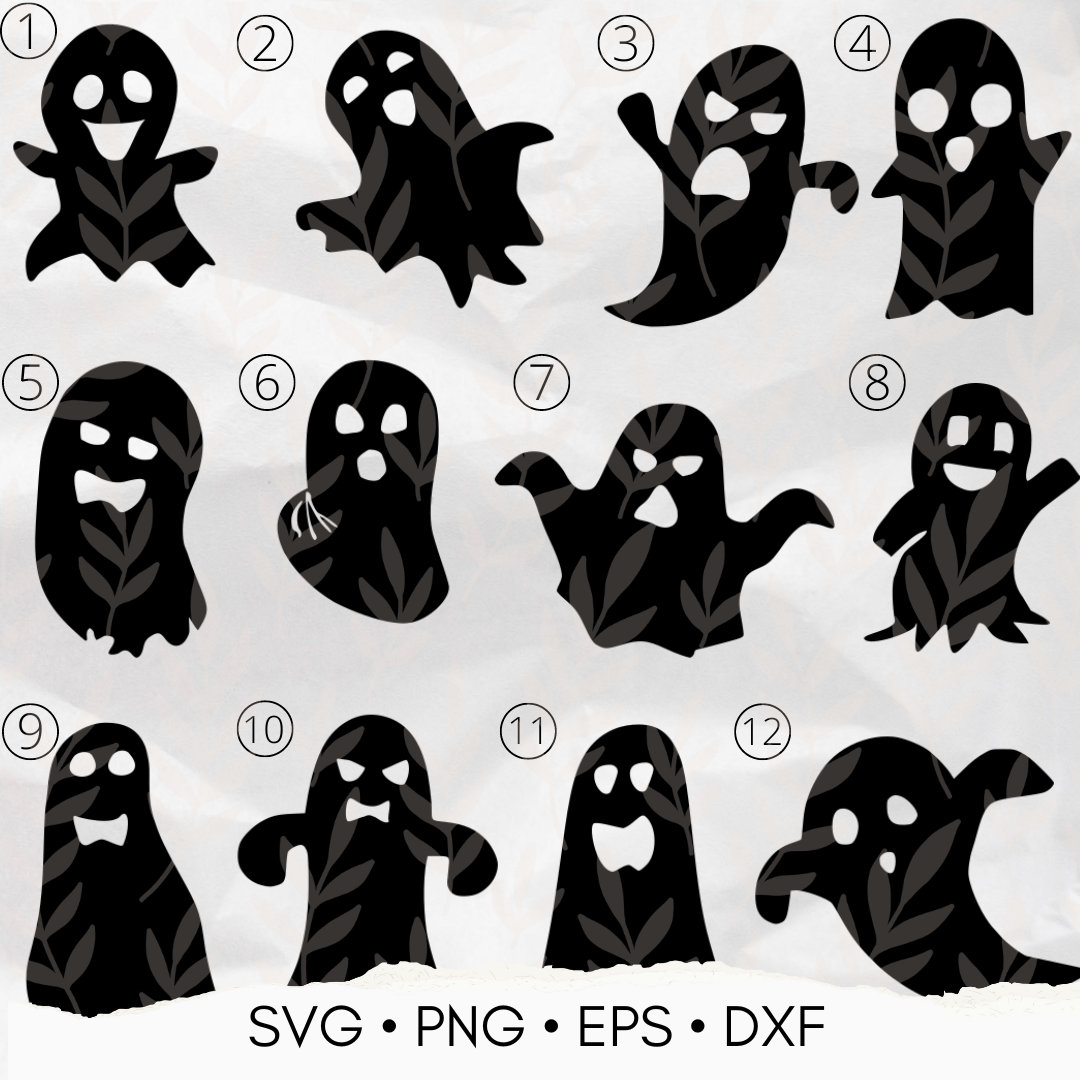 36 Ghosts Bundle | Svg, Png, Eps, Dxf | Spooky Ghosts Clipart | Digital ...