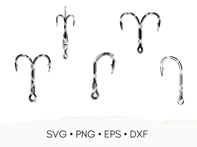 5 Fishing Hook SVG Bundle – Digital Hook Cut Files for Cricut ...