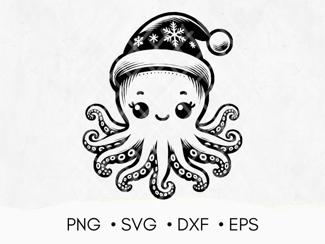Christmas Octopus | SVG - PNG - Dxf - Eps | X-mas Animal T-shirt ...