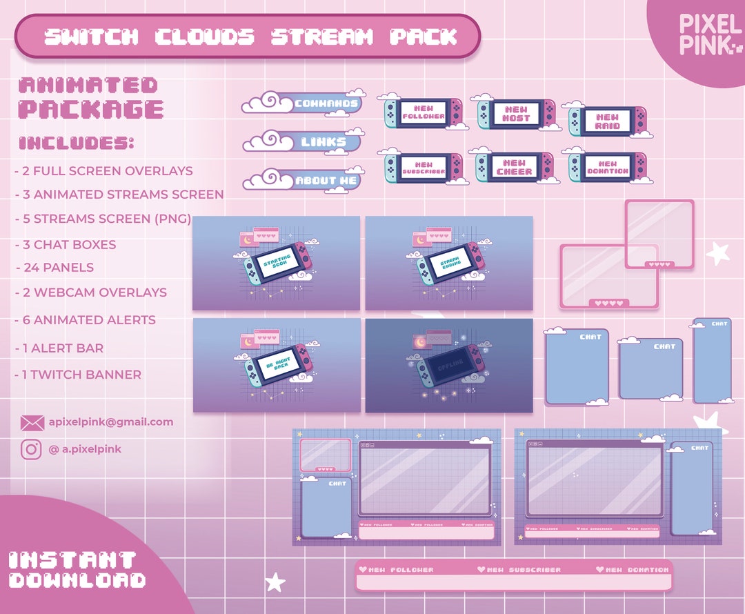ANIMATED PACKAGE , Switch Clouds Stream / Animated Alerts / Animated ...