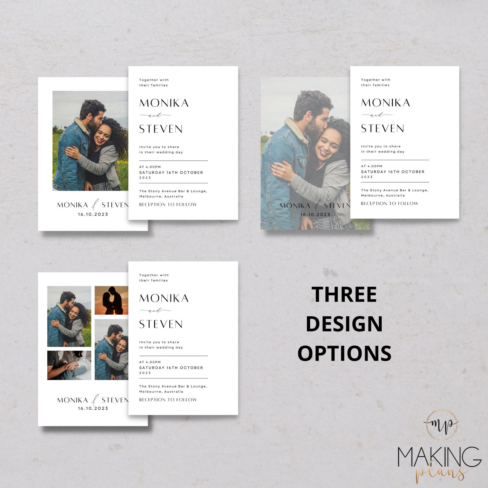 Minimalist Wedding Invitation Printable Minimal Invite Canva Template ...