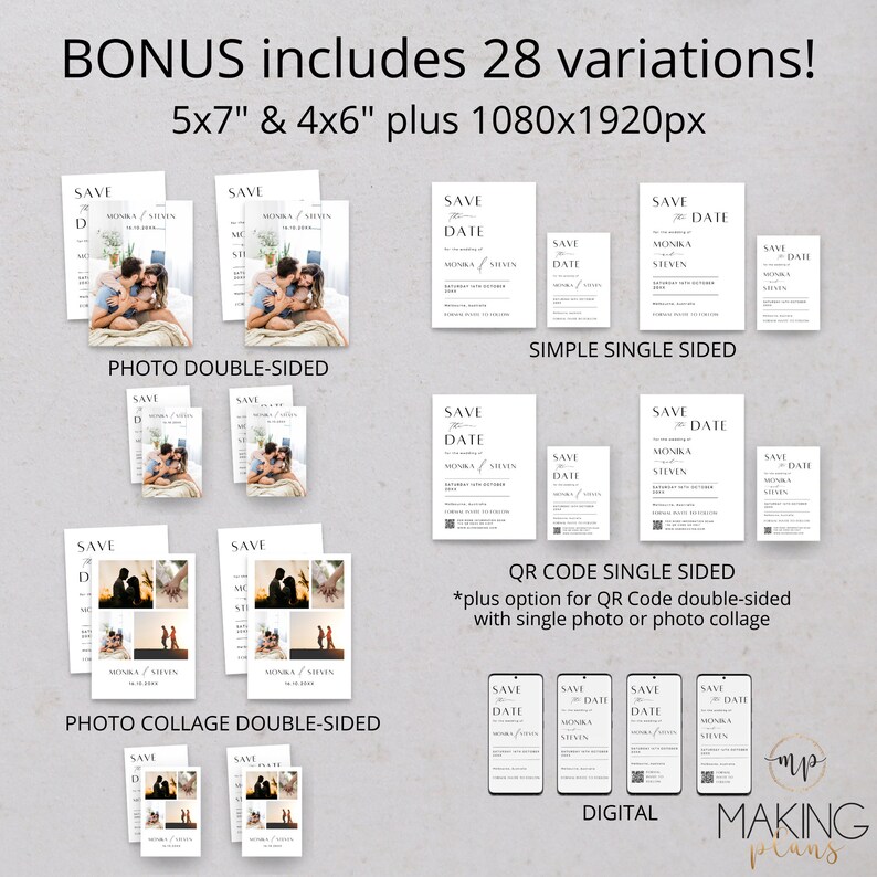 QR Code Save the Date, Printable Save the Date Template With QR Code ...