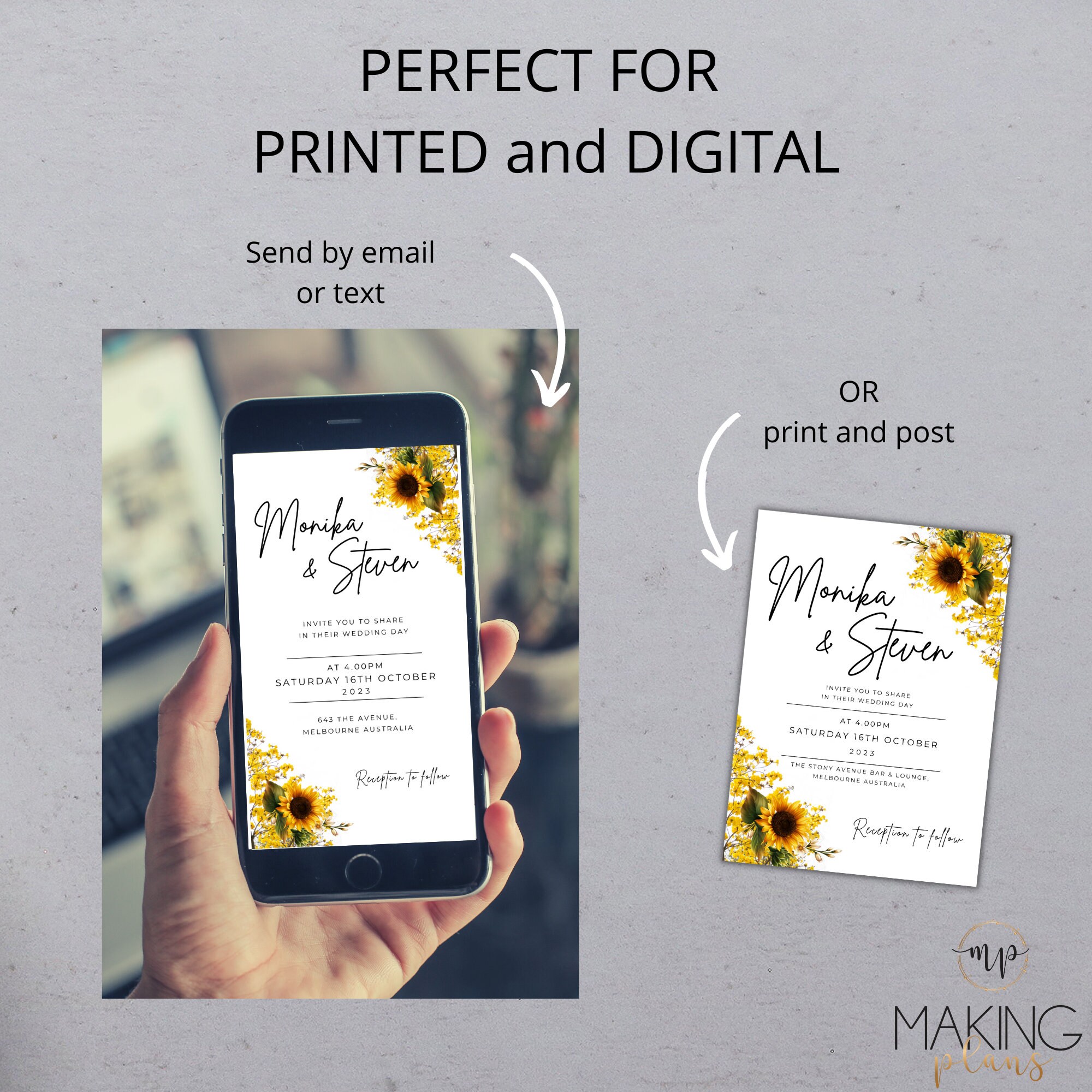 Invitación de boda imprimible con código QR tarjeta de - Etsy México