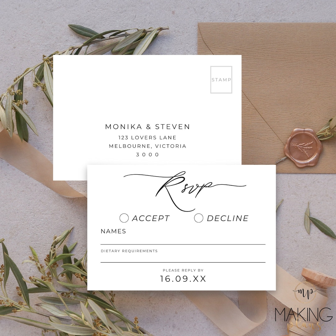 Rsvp Card Minimalist Wedding Reply Card QR Code Respond to Wedding ...