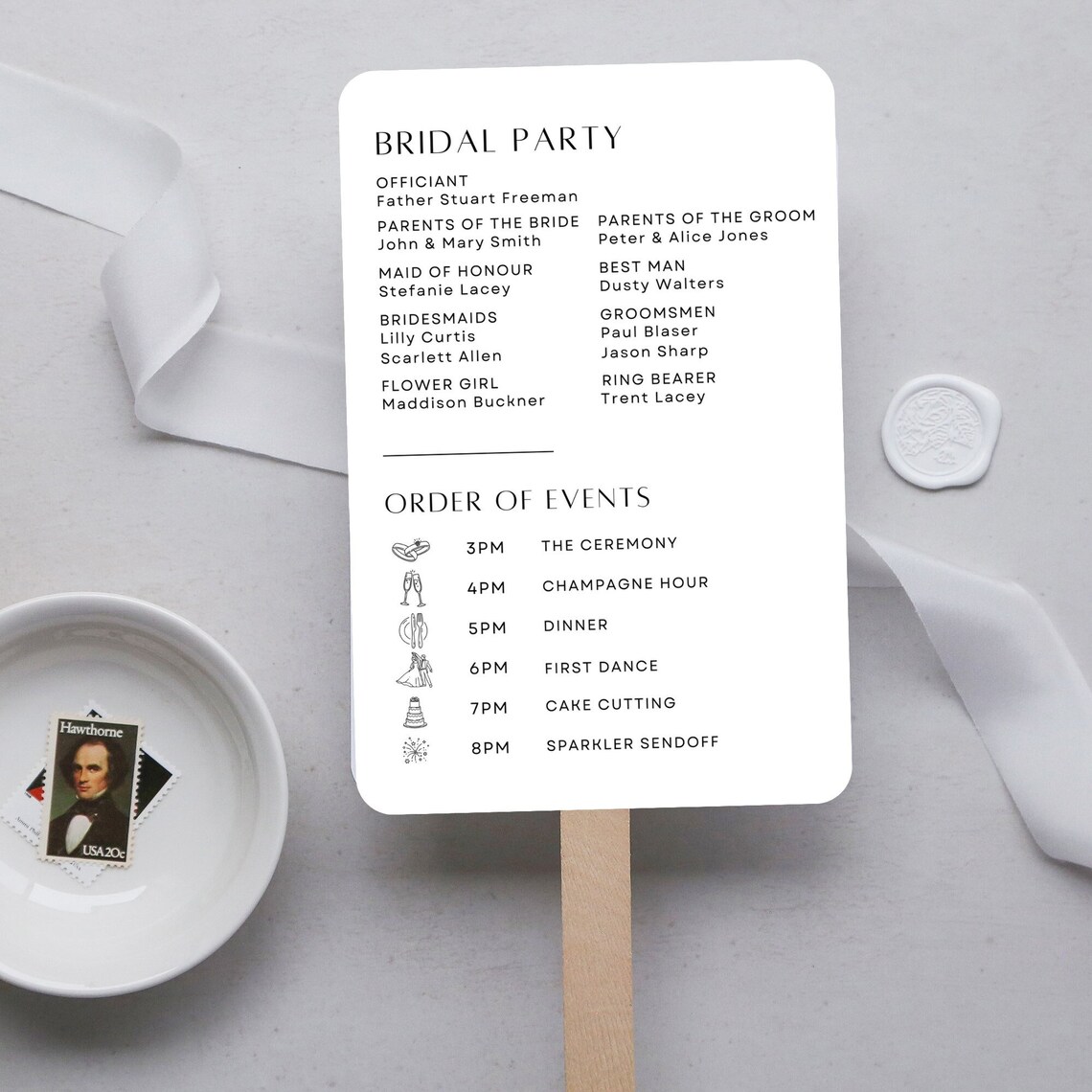 Wedding Program Fan Template, Modern Wedding Program Template With ...