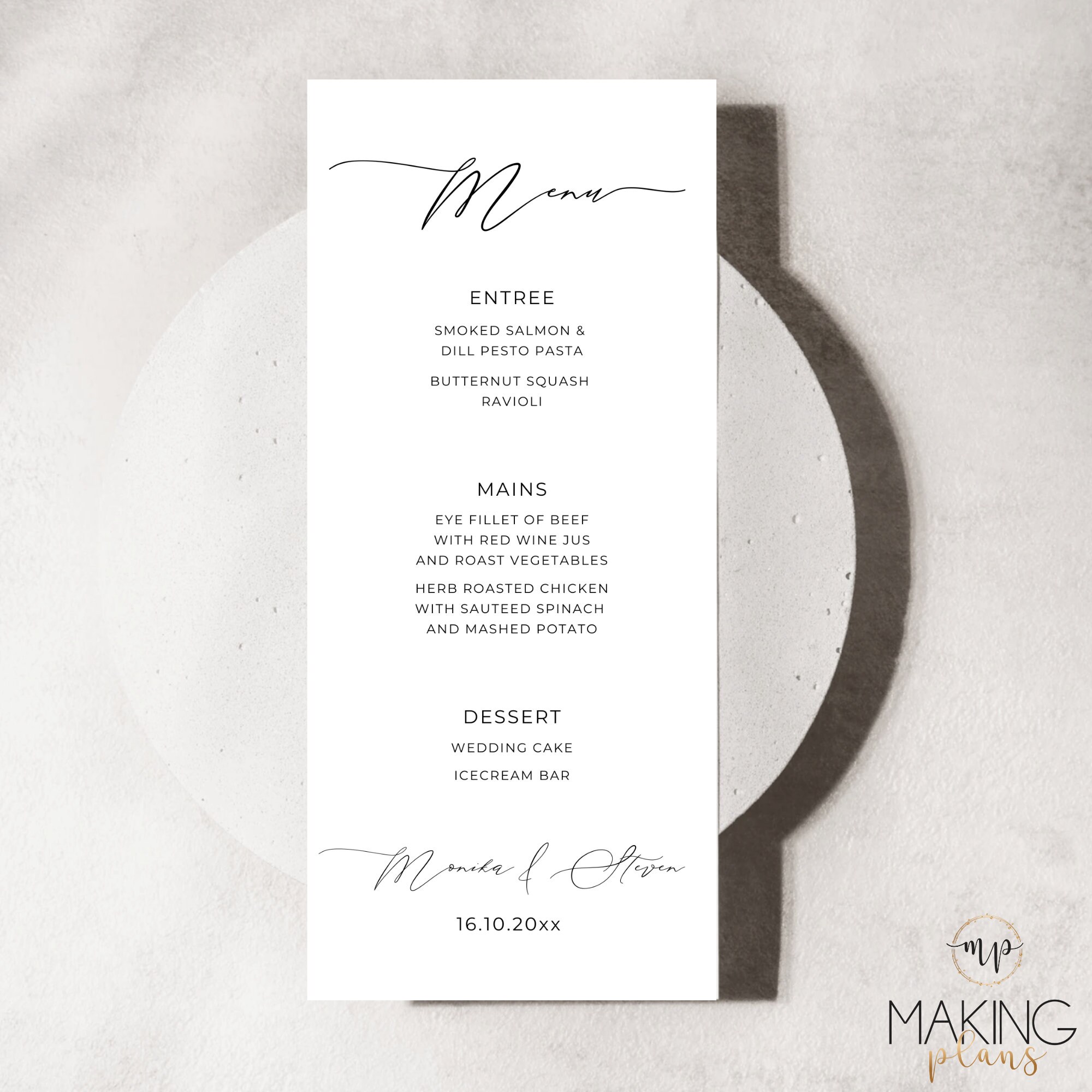 Thank You and Menu Template Download, Modern Wedding Menu Napkin Note ...